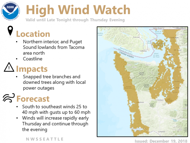 The National Weather Service issues high wind watch for Thursday; 60 ...